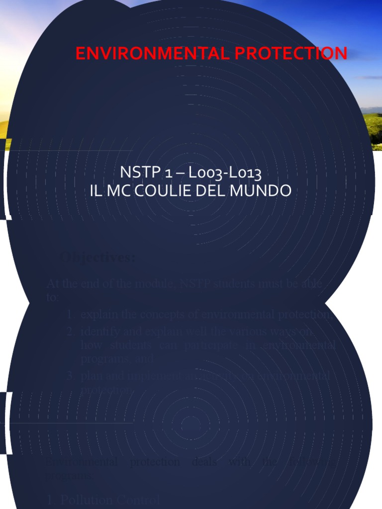 NSTP Environmental Protection Overview | PDF | Water | Sewage Treatment
