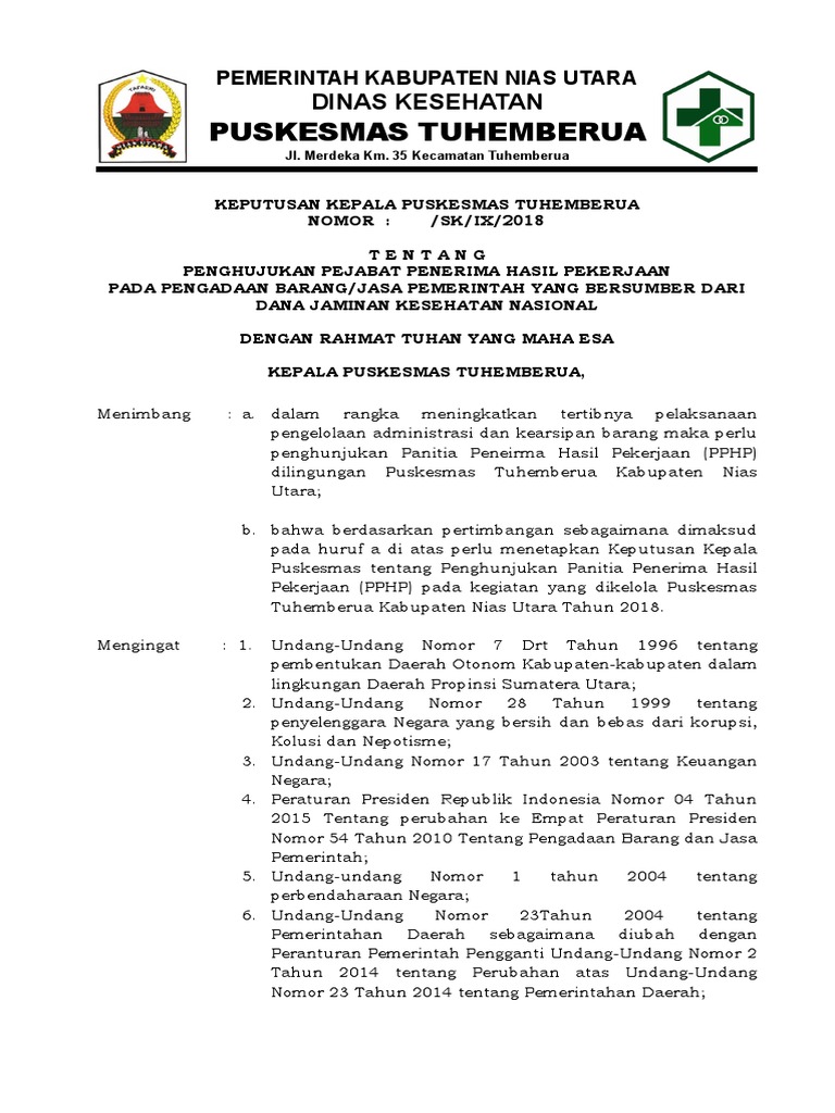 Contoh SK PPHP | PDF