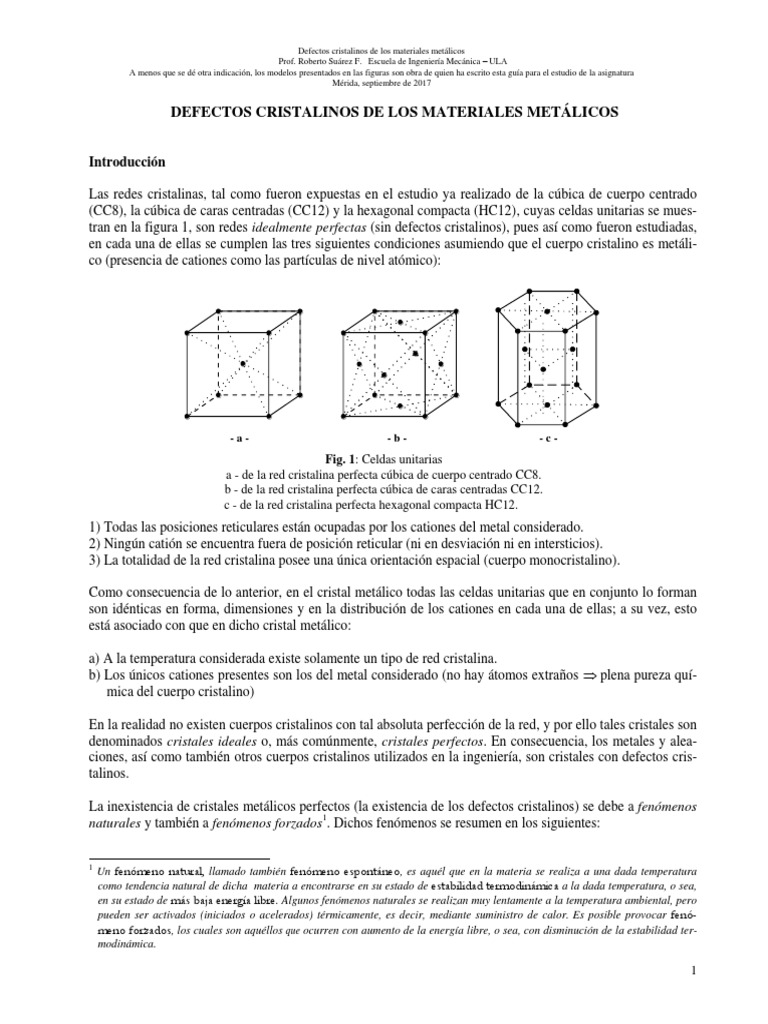 3) Guía Defectos Cristalinos de Los Materiales Metálicos - Texto. Tema ...