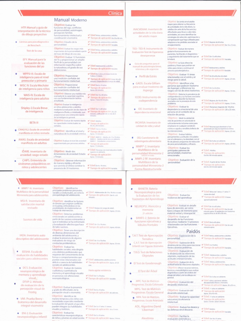 Catalogo de Instrumentos Psicologicos | PDF