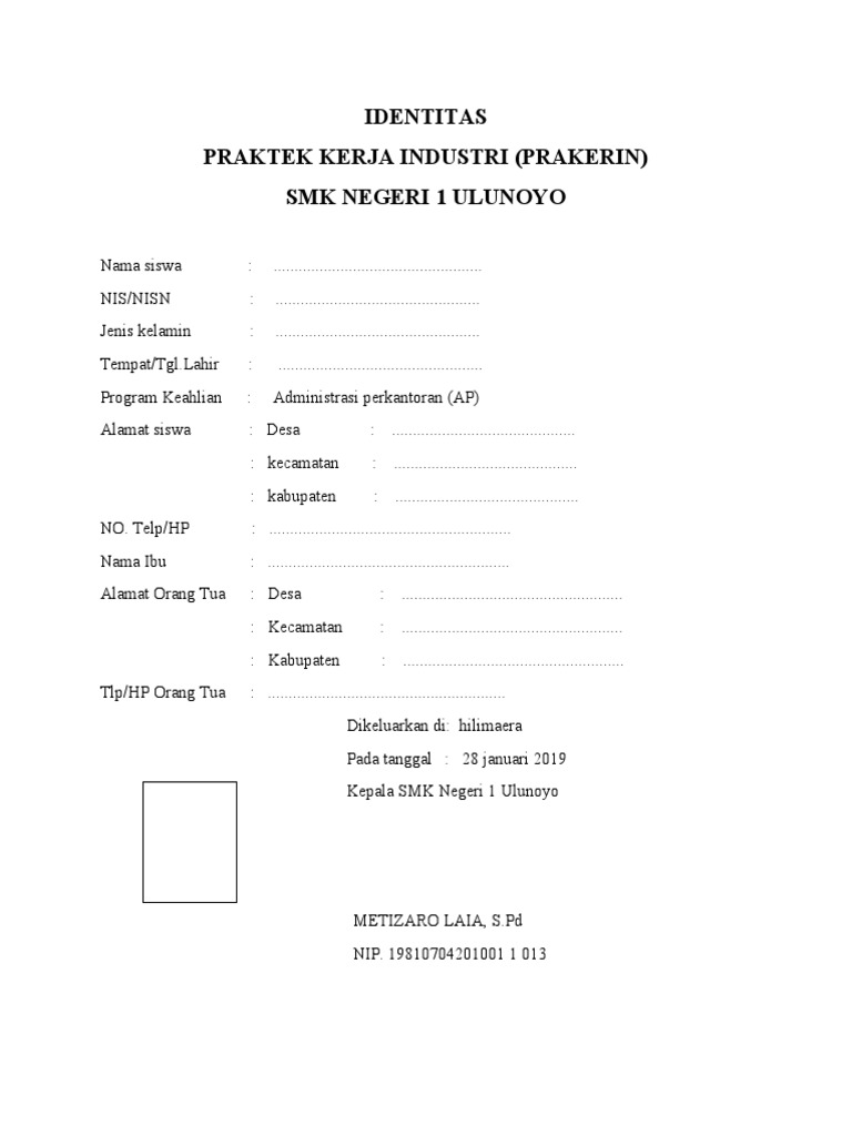 Sertifikat Prakerin SMK Negeri 1 Ulunoyo | PDF