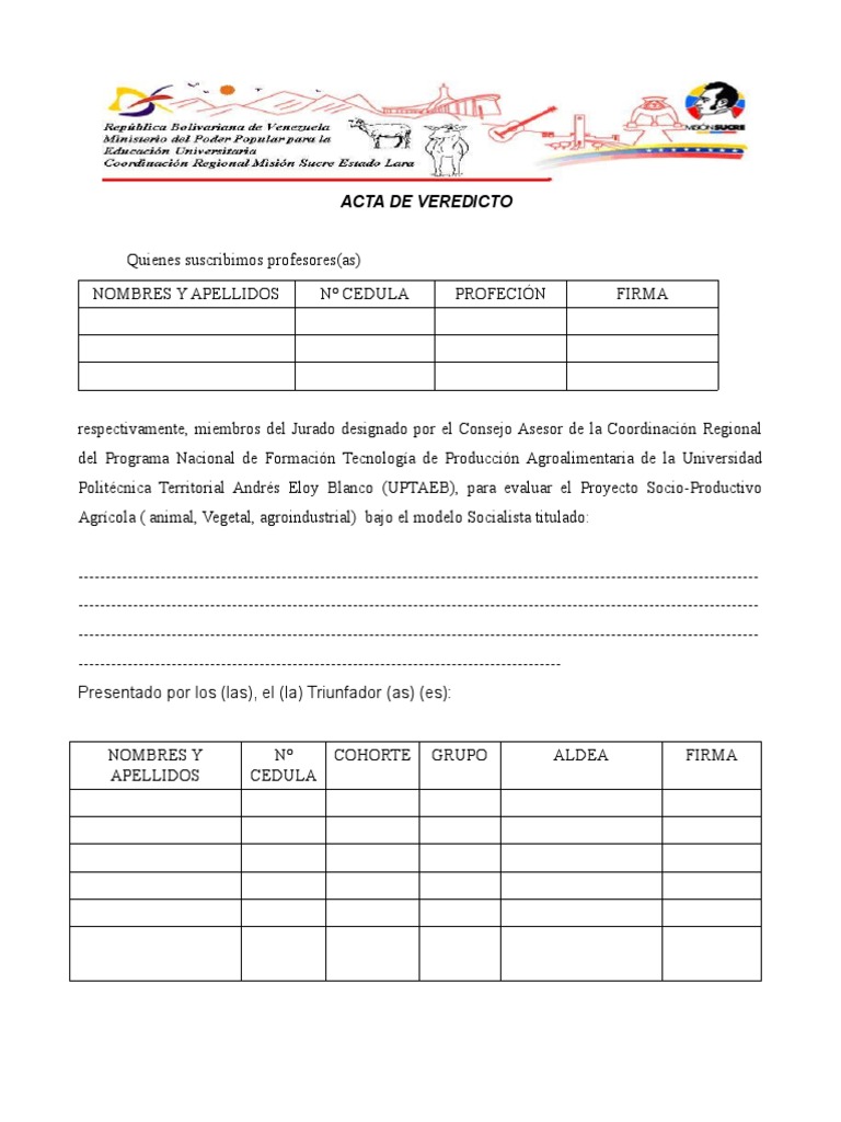 Acta de Veredicto de Proyecto | PDF