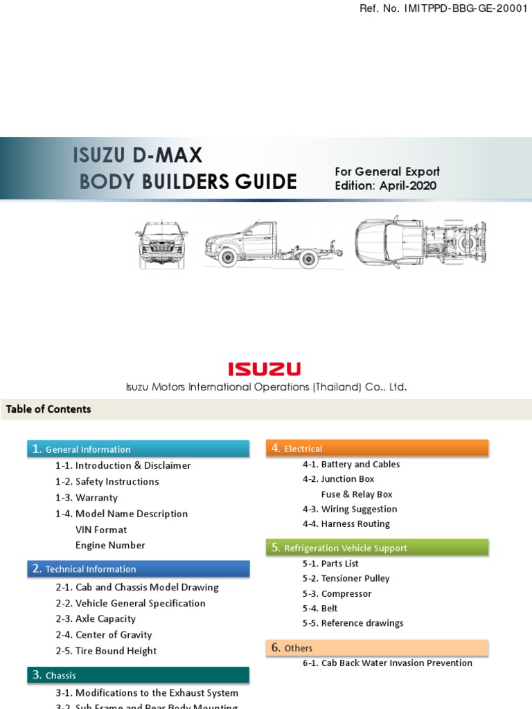 Body Builders Guide Isuzu D-Max: For General Export Edition: April-2020 ...