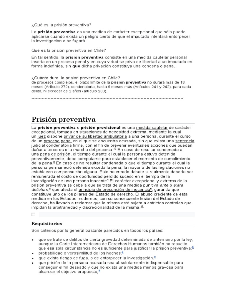 Qué Es La Prisión Preventiva | PDF | Remand (Detención) | Prisión