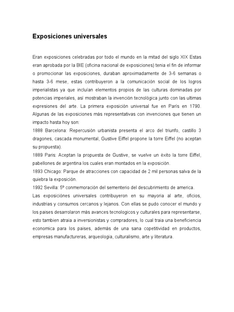 Exposiciones Universales | PDF | Arte | Historia