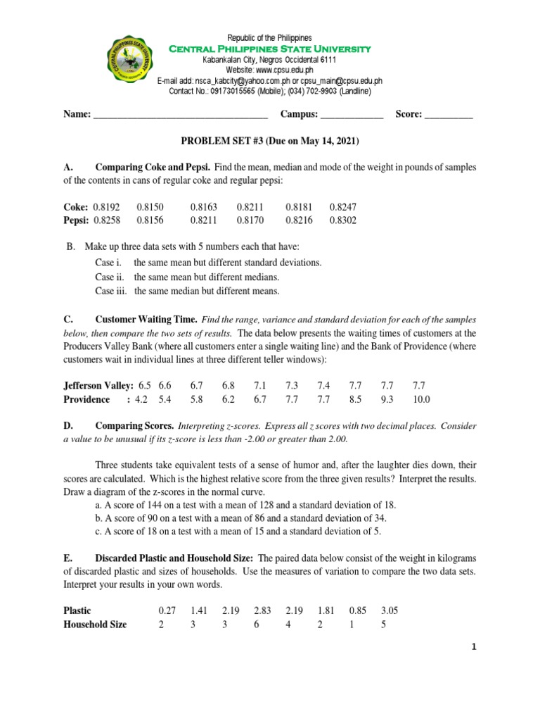 01 Problem Set 3 FS2021 | PDF | Standard Score | Standard Deviation