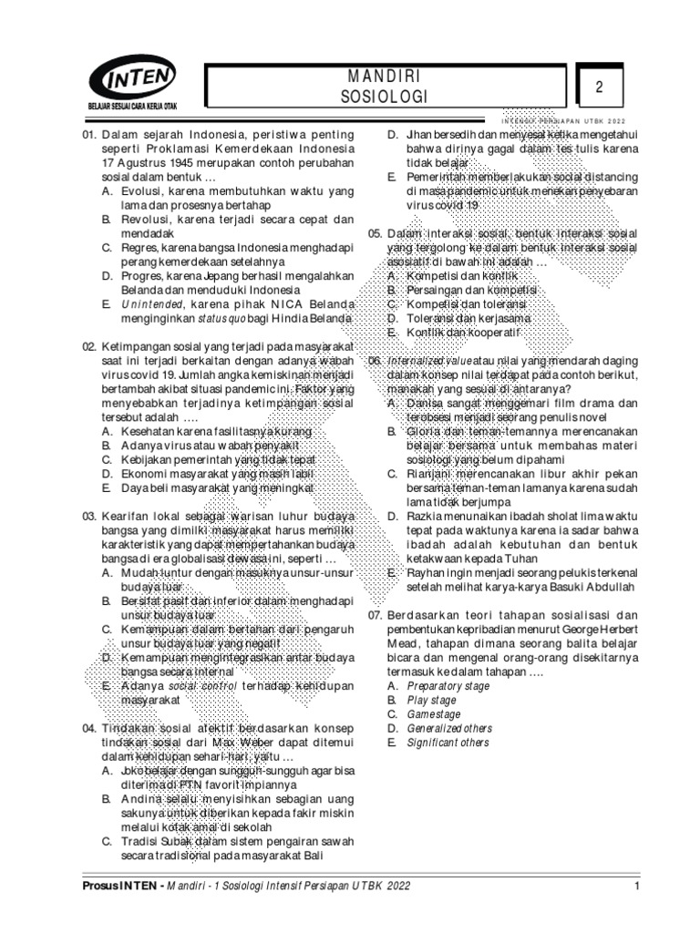 Mandiri Sosiologi: Prosus INTEN | PDF