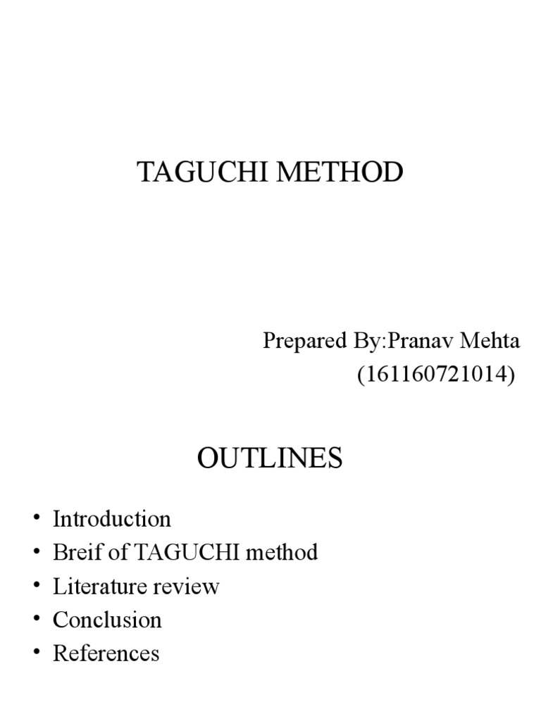 Taguchi Method | PDF | Gasoline | Engines
