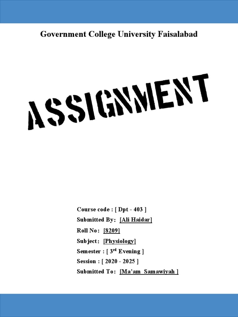 Physiology Assignment 1 | PDF
