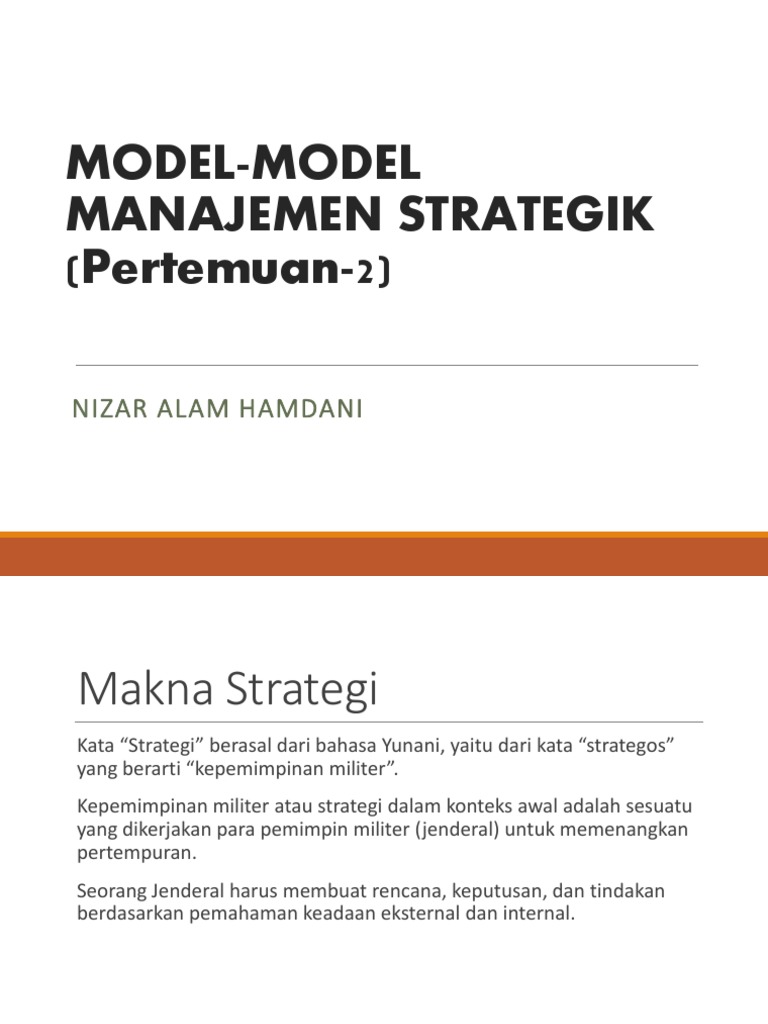 Manajemen Strategik-Pertemuan 2 | PDF | Karier & Perkembangan | Pengembangan Diri