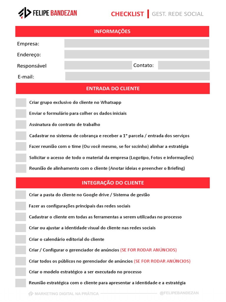 (Checklist) - Entrada Do Cliente | PDF | Carreira e Crescimento