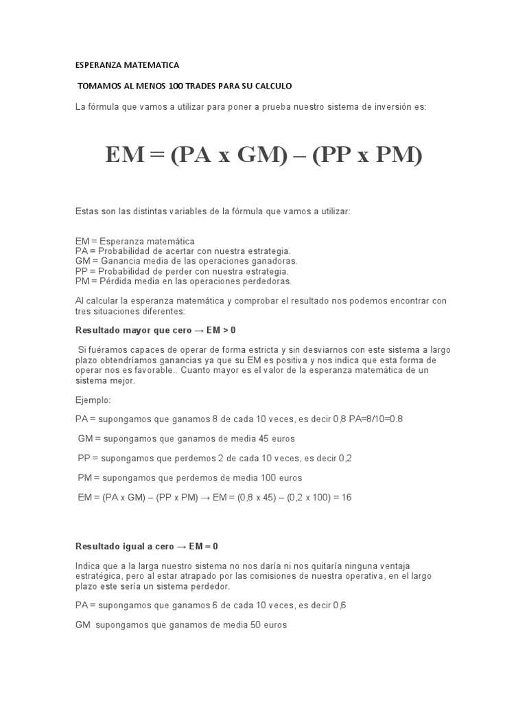 Esperanza Matematica | PDF | Valor esperado | Matemáticas
