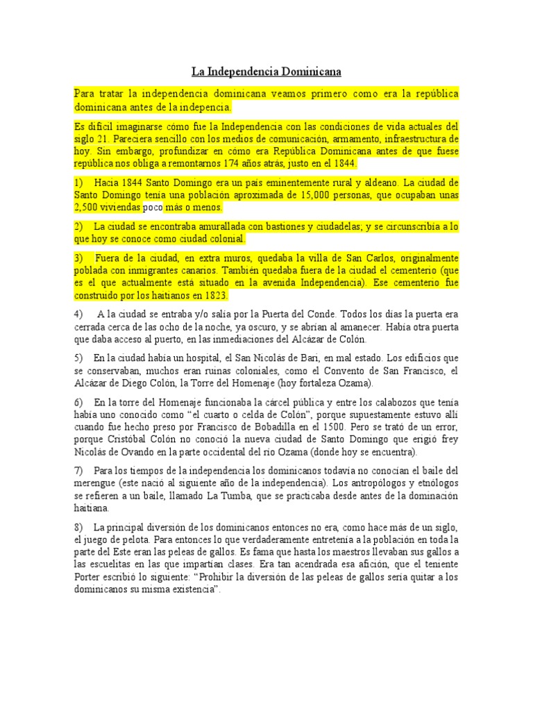 La Independencia Dominicana - Antes, Durante y Despues. | PDF ...