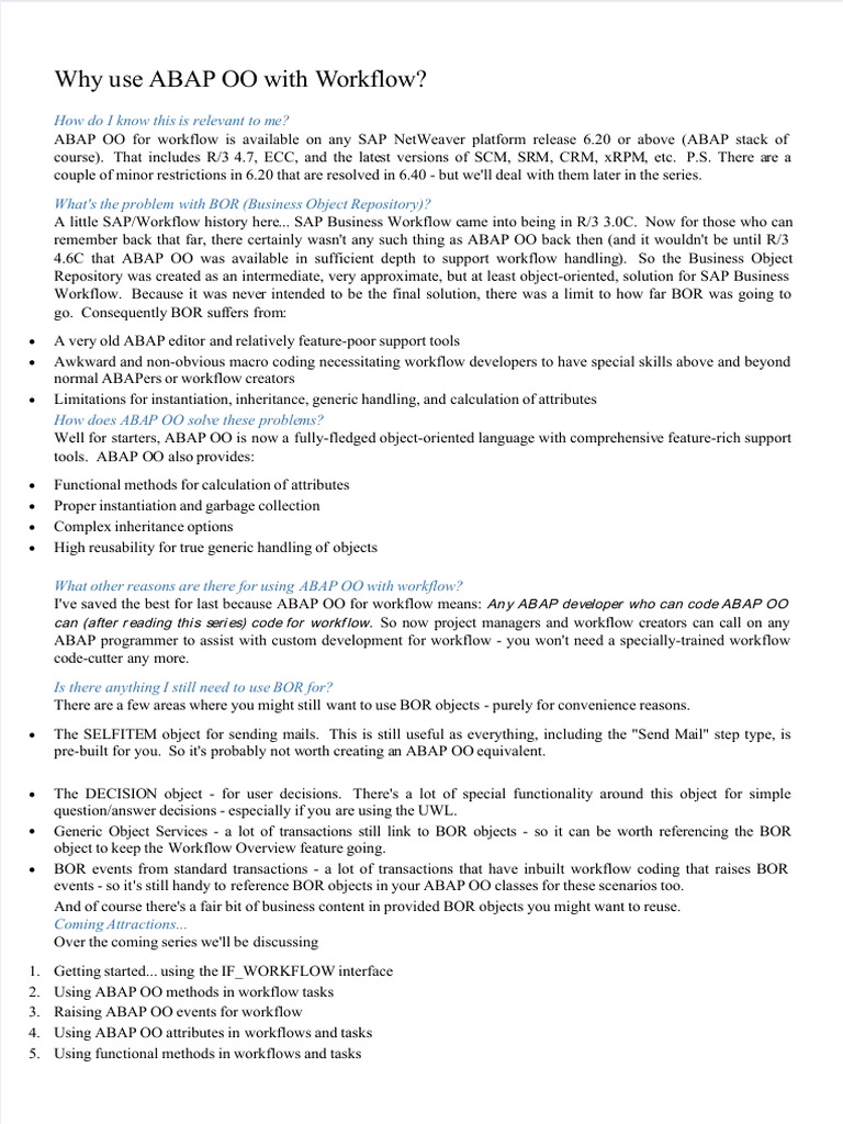 Getting Started With Abap Oo For Workflow Pdf Method Computer Programming Programming