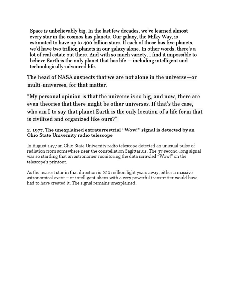 1977, The Unexplained Extraterrestrial "Wow!" Signal Is Detected by An ...