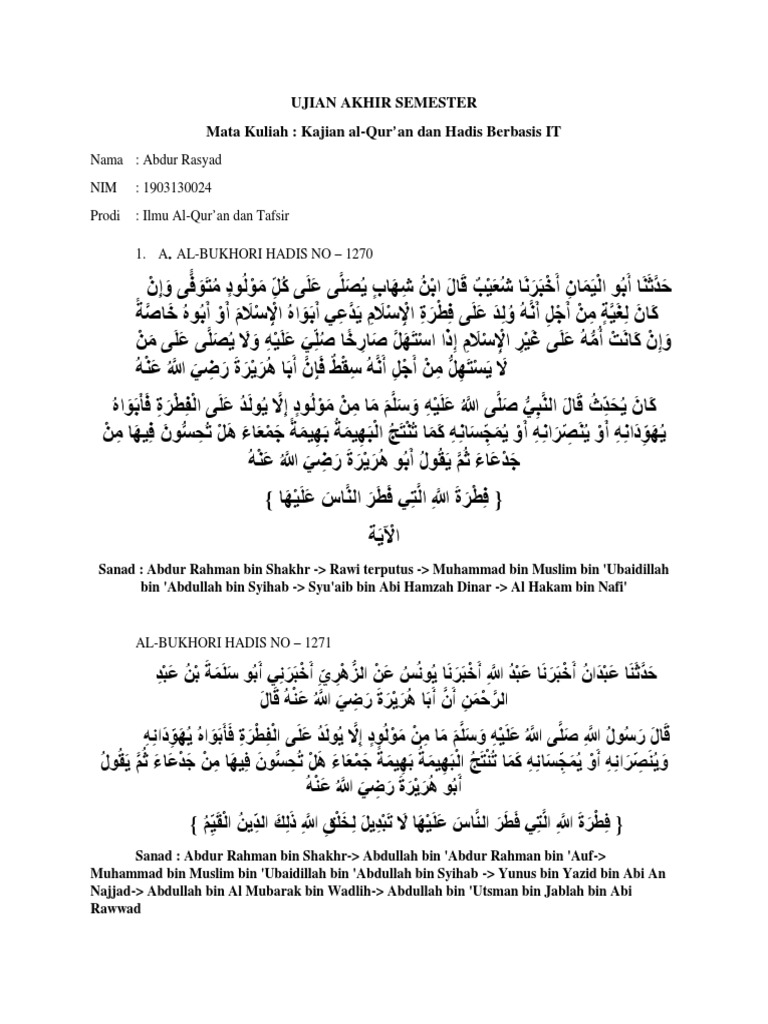 UAS Abdur Rasyad QHIT | PDF