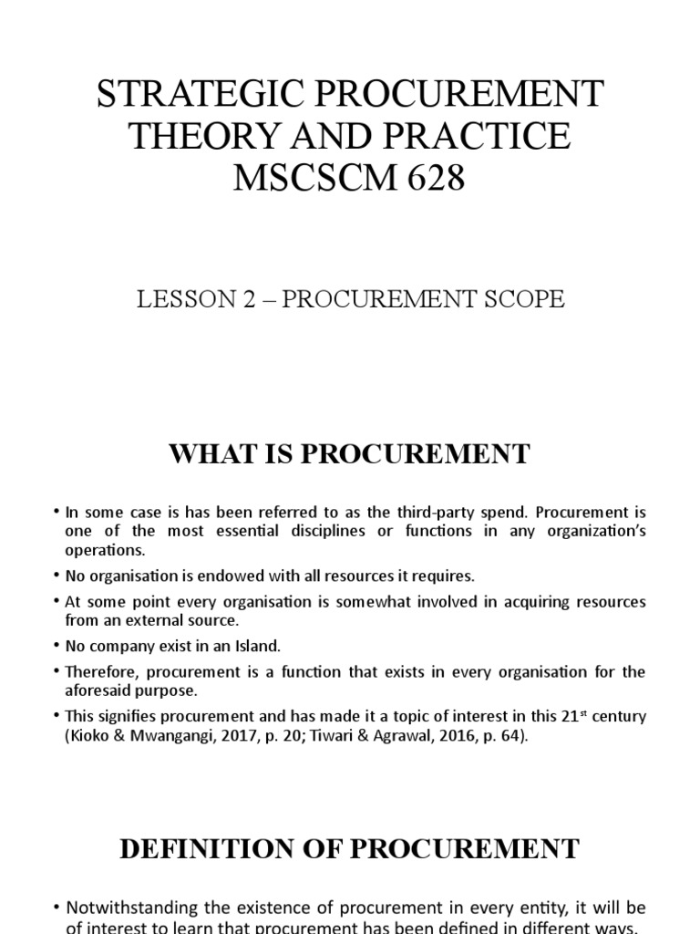Chapter 2 Procurement Scope | PDF | Procurement | The United States