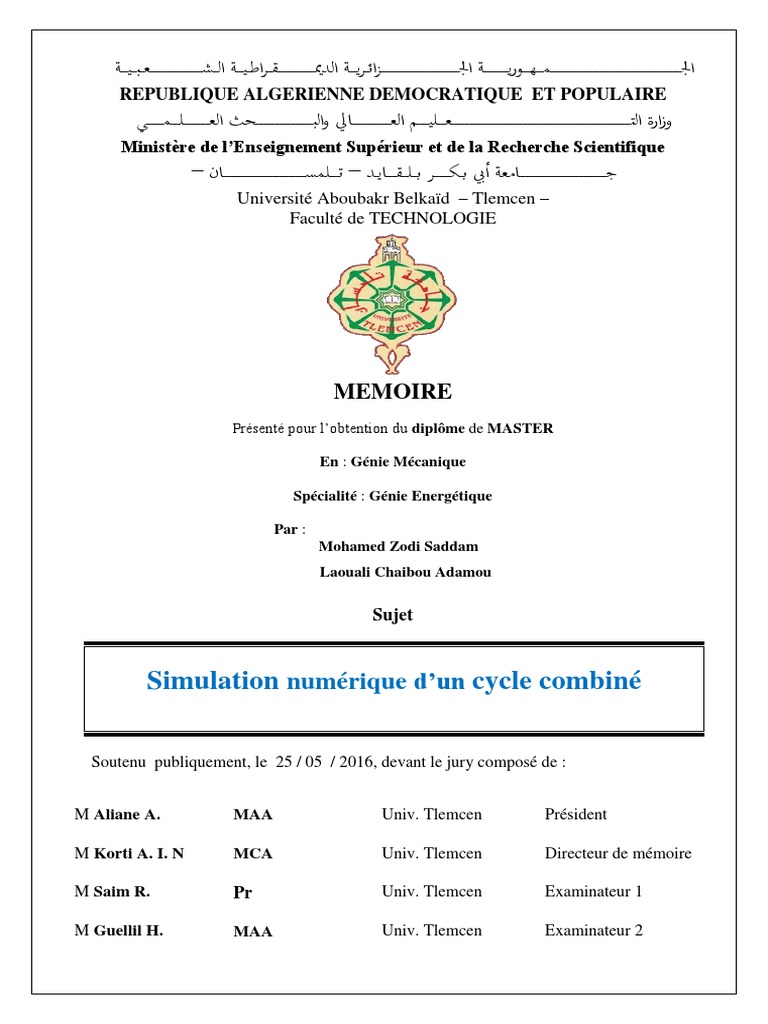 Ms GM Zodi+Laouali | PDF | Cogénération | Turbine à gaz