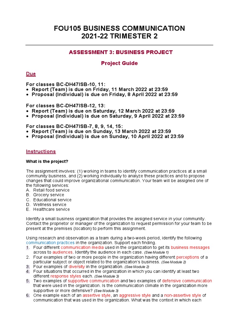 Business Communication Project Guide | PDF | Business