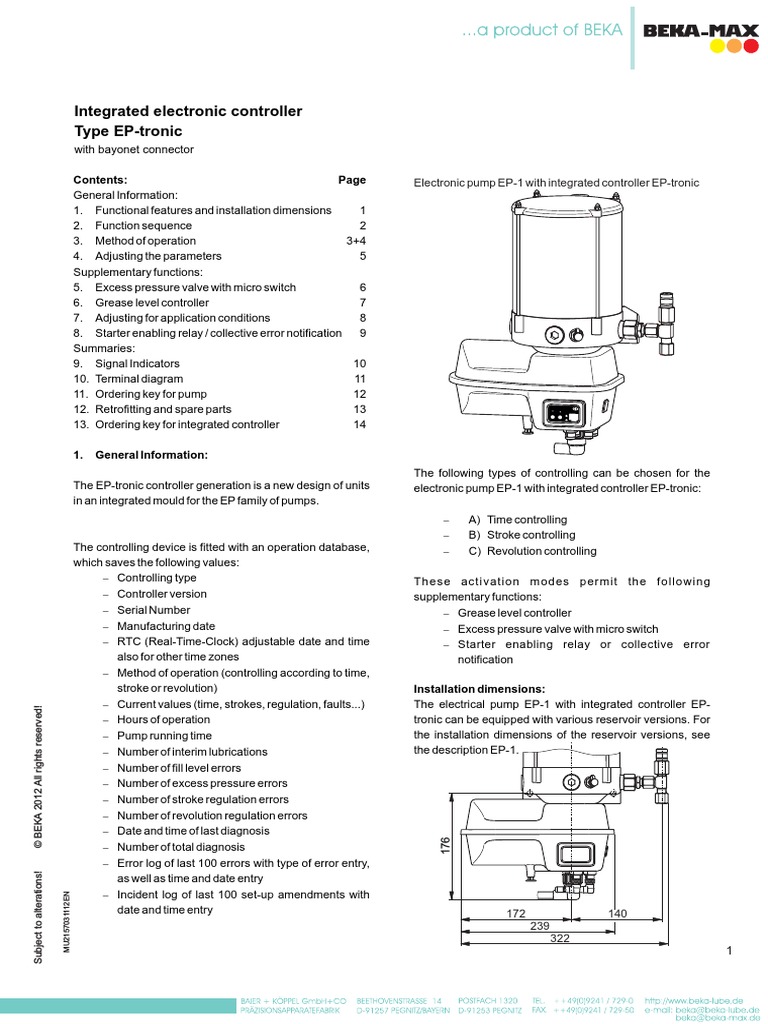 Integrated Electronic Controller Type Ep Tronic Contents Pdf