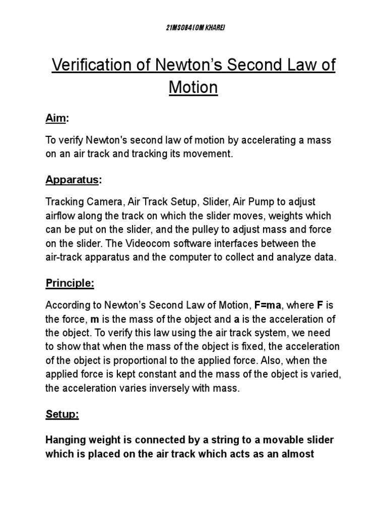 PH1102 - Newton's Laws of Motion - 21MS084 | PDF | Force | Mass
