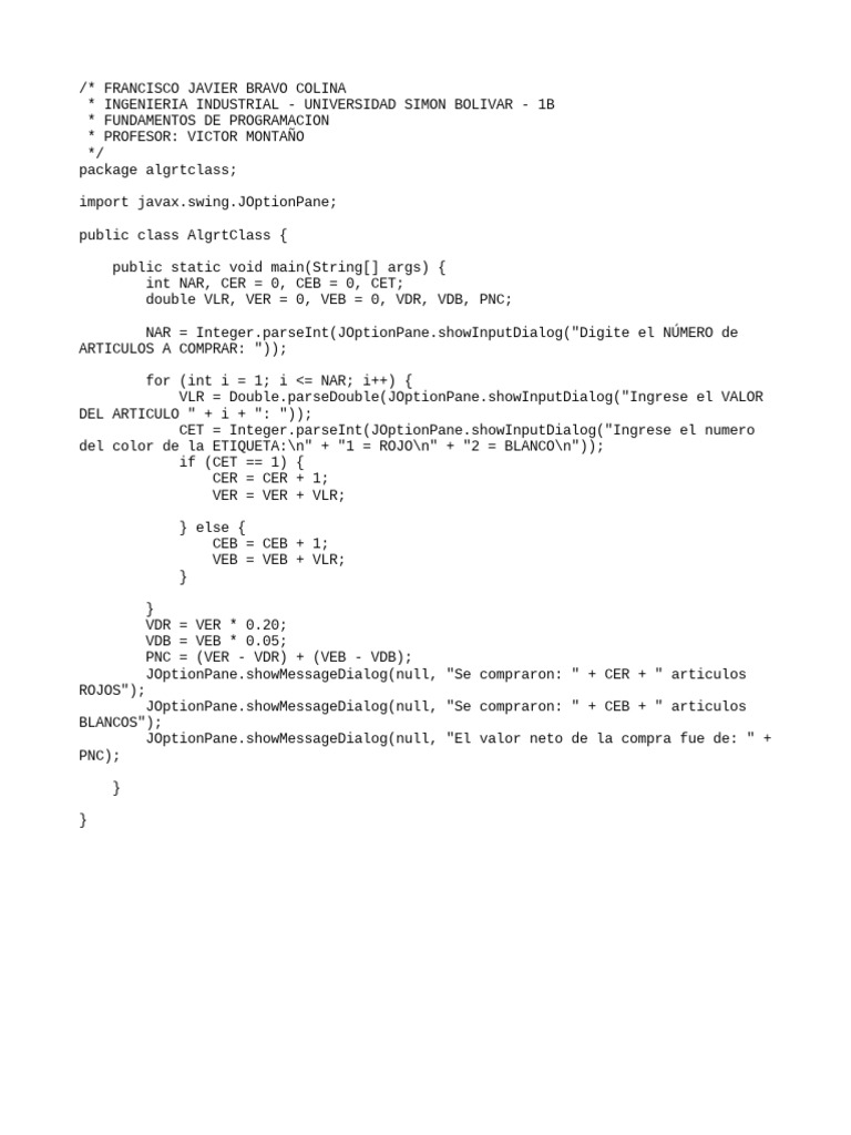 Ejercicio 1, FRANCISCO JAVIER BRAVO COLINA, Codificación en Java Script ...
