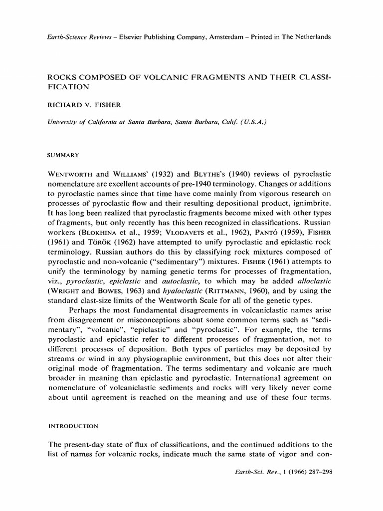 Classification of Volcanic Fragment Rocks | PDF | Clastic Rock | Volcano