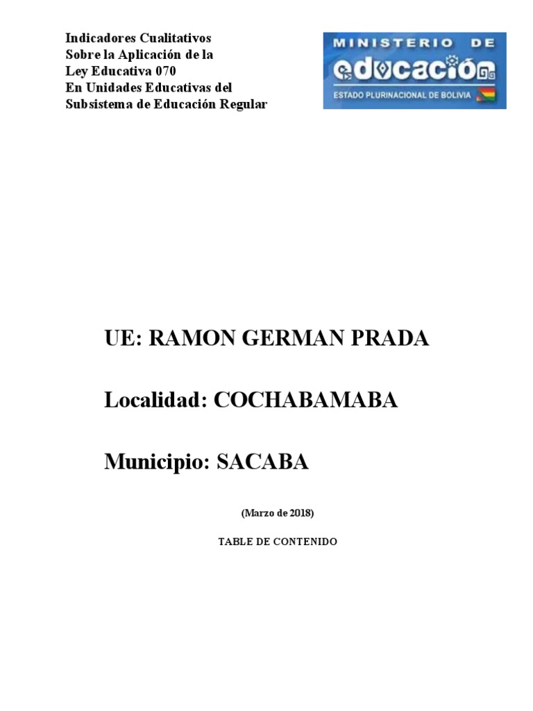 U.E. Ramon German Prada - Cbba | PDF | Maestros | Evaluación