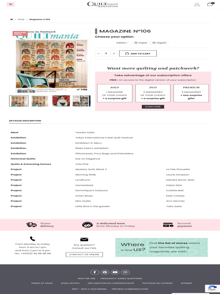 Magazine N°106 - Quiltmania Editions | PDF