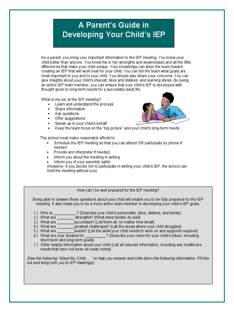 Parent Iep Developing Guide | PDF