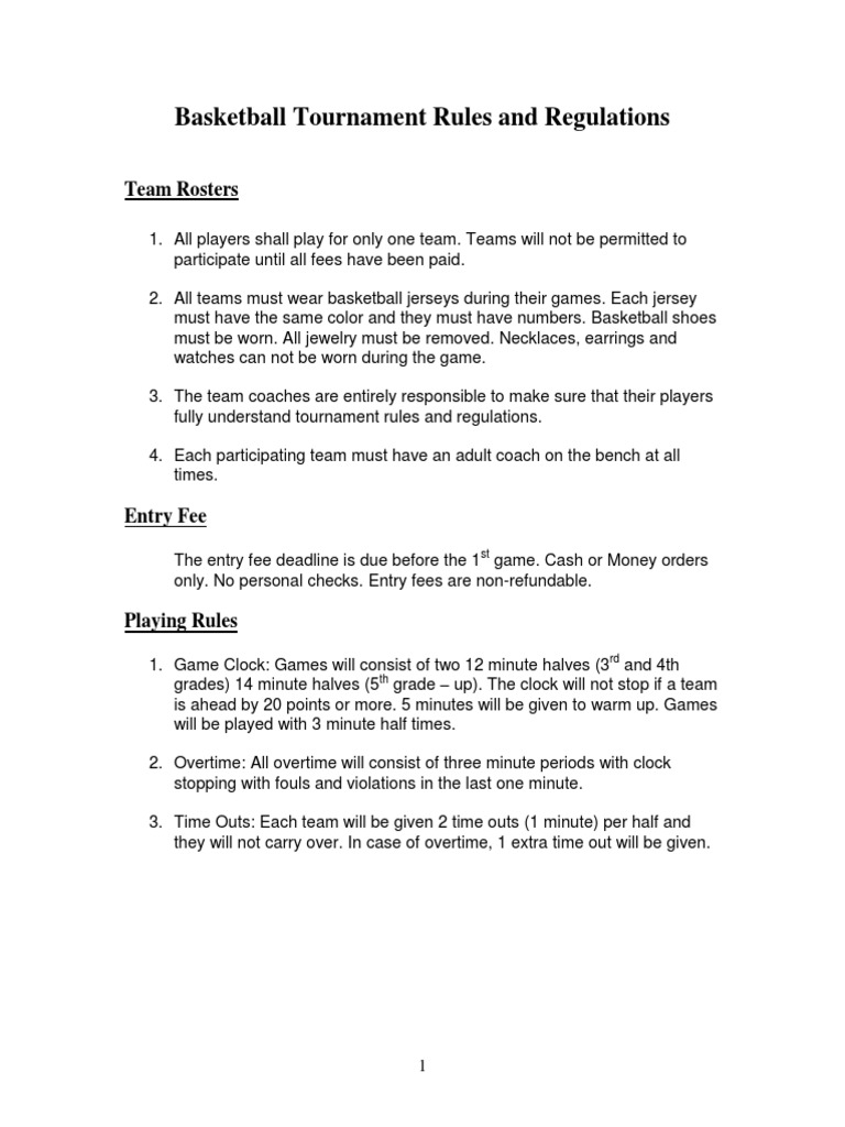 Basketball Tournament Rules and Regulations: Team Rosters | PDF ...