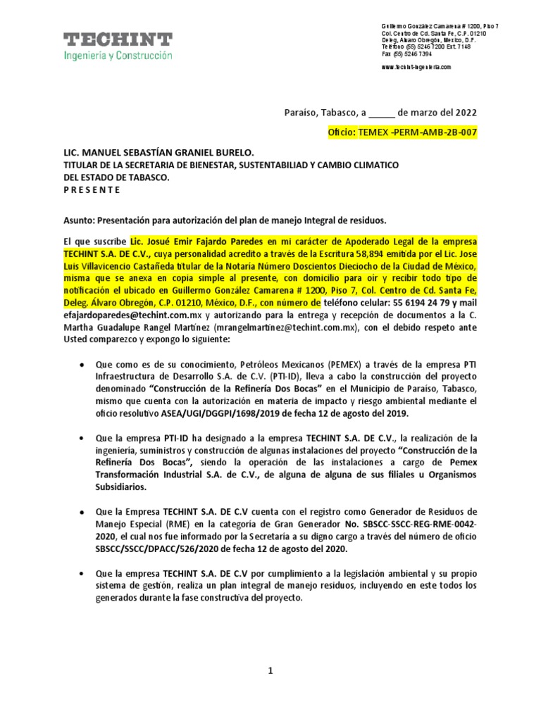 Plan de Manejo de RME-2022 | PDF