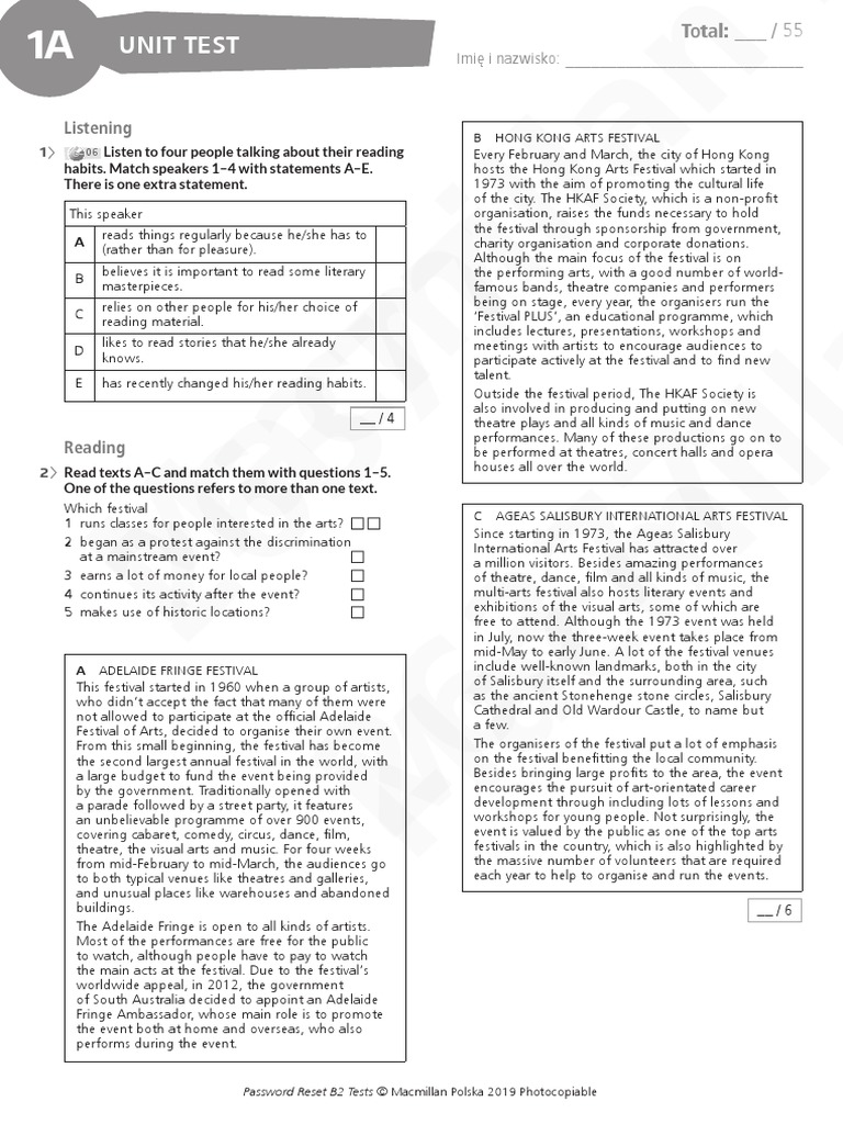 Macmillan Education Macmillan Education 26377 26377: Unit Test | PDF