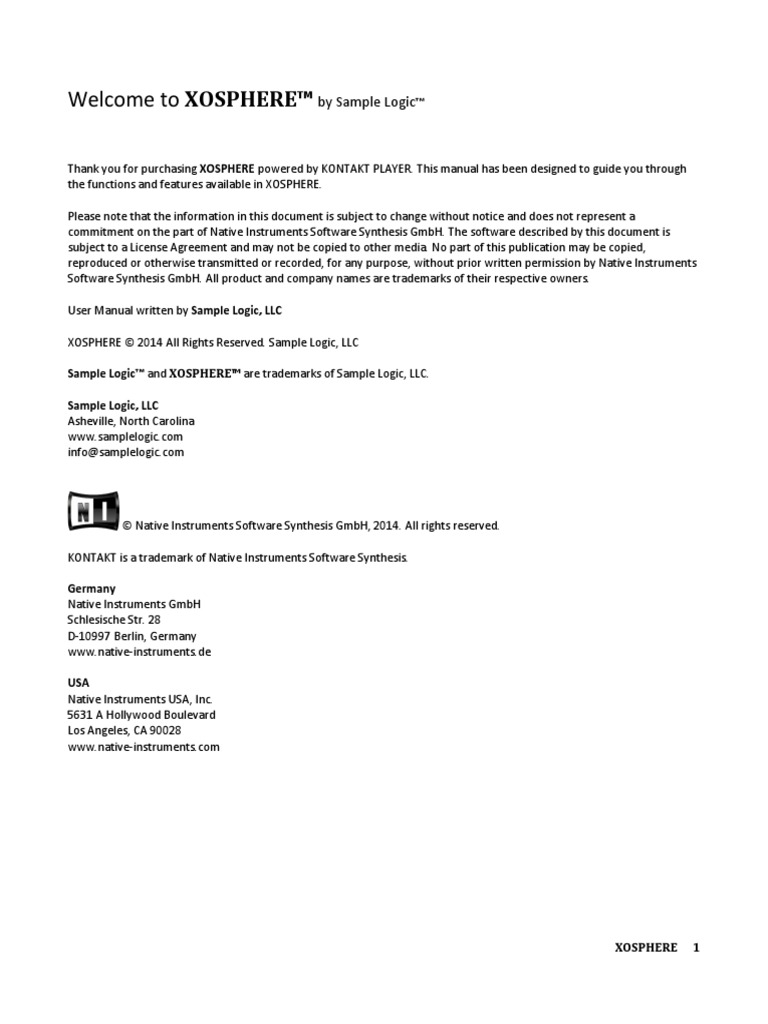 Xosphere Manual | PDF | Equalization (Audio) | Computer Engineering