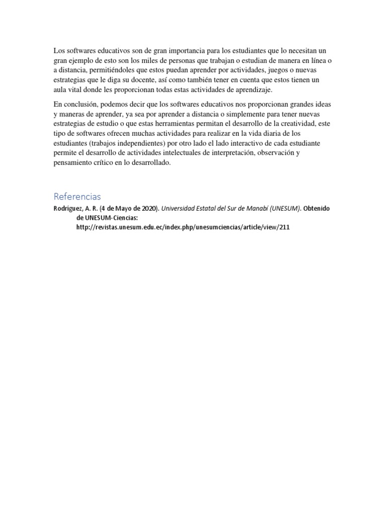 Conclusión sobre Software Educativo | PDF