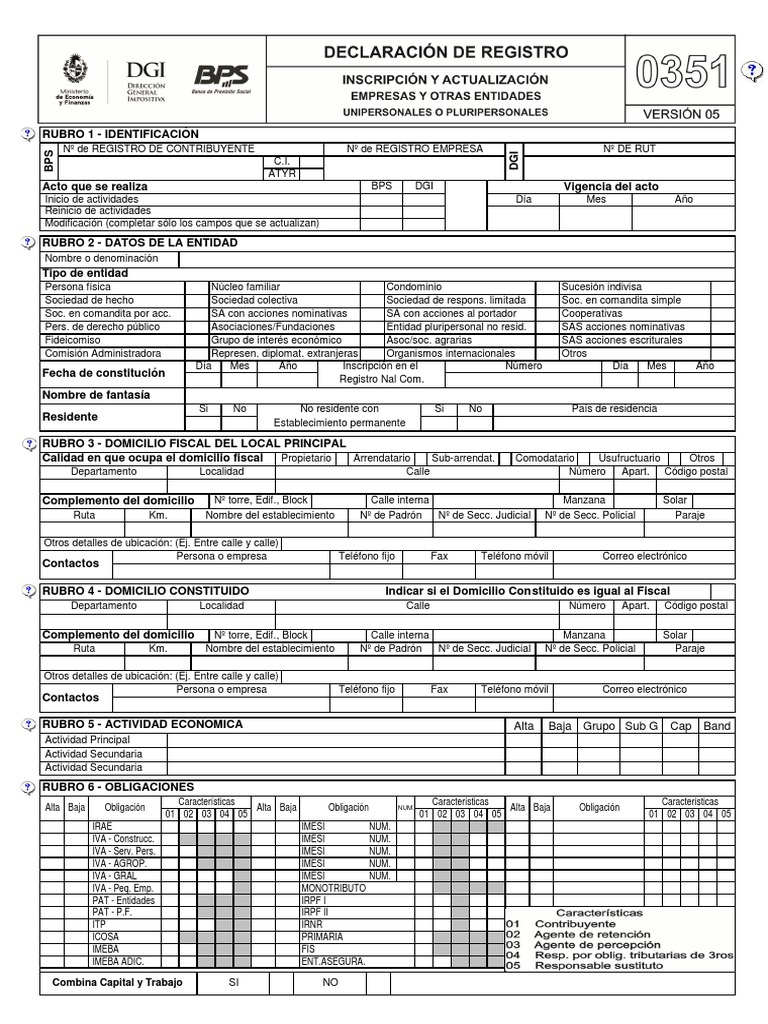Form 0351 - Versión 05 (F-D) WEB Con Cód - Seguridad 20-09-21-2 | PDF ...