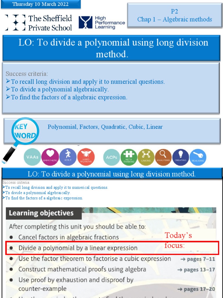 Polynomial Long Division Guide | PDF | Polynomial | Mathematical Objects
