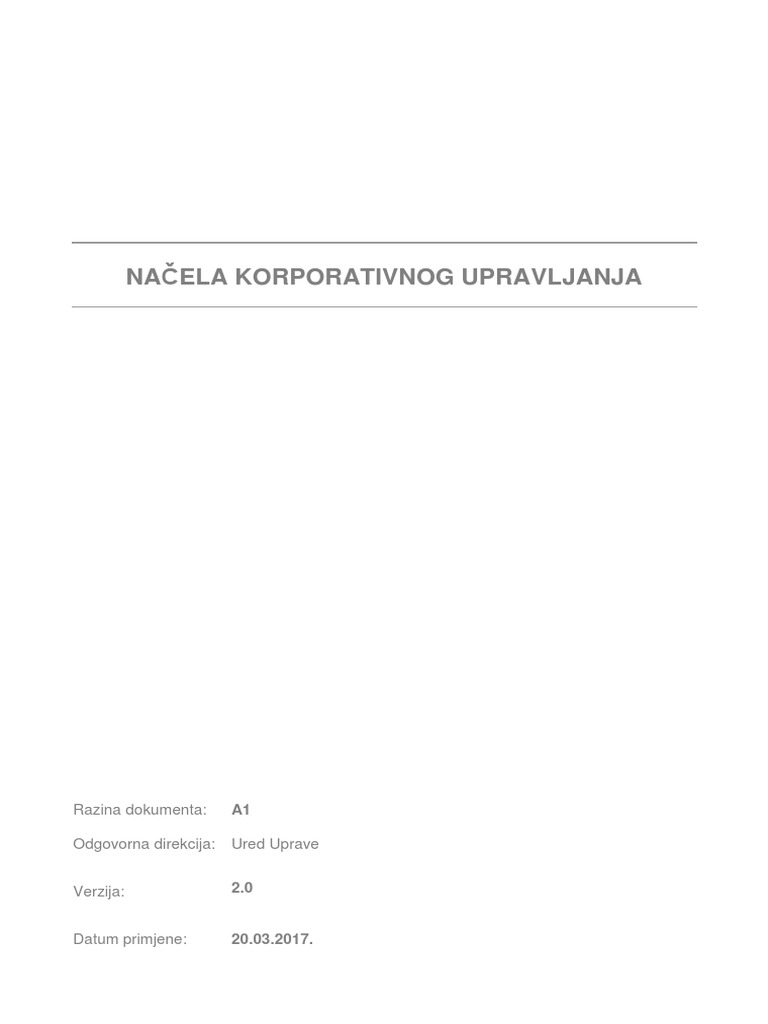 Načela Korporativnog Upravljanja - Hrvatska Verzija | PDF