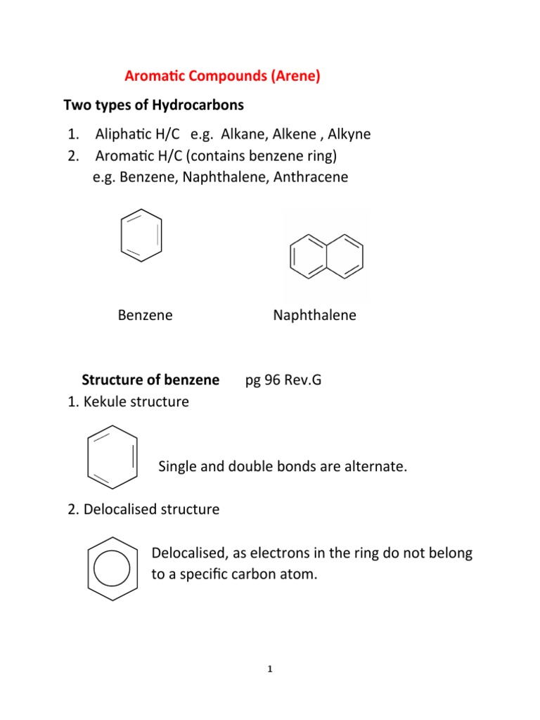 Two Types of Hydrocarbons: Aromatic Compounds (Arene) | PDF ...