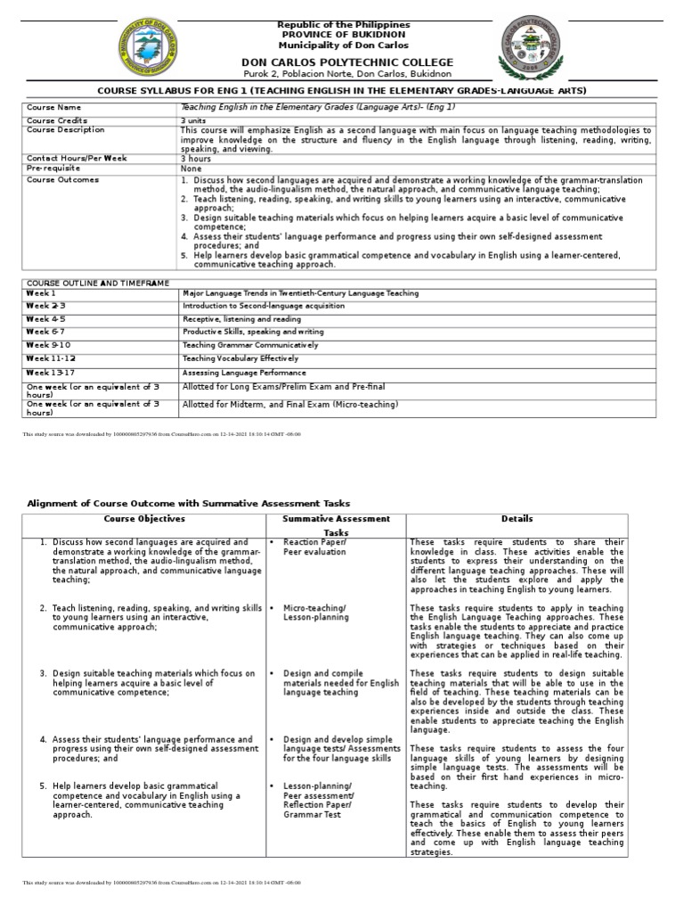 Don Carlos Polytechnic College: Republic of The Philippines Province of ...