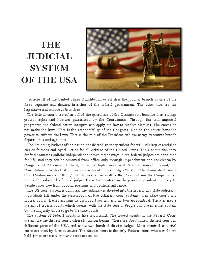 The Judicial System of The Usa | PDF | Federal Judiciary Of The United ...
