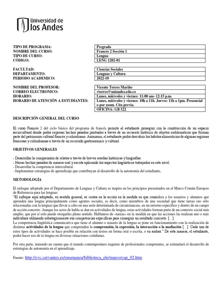 Leng 1202-01 Francés 2 2022-101 | PDF | Ciencia cognitiva | Cognición