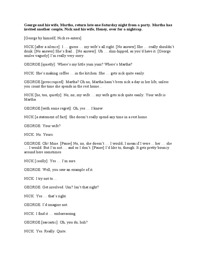 Who's Afraid of Virginia Woolf P1 Extract | PDF