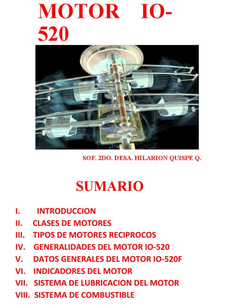 Motor de Cessna IO 520 | PDF | Pistón | Tecnología del motor