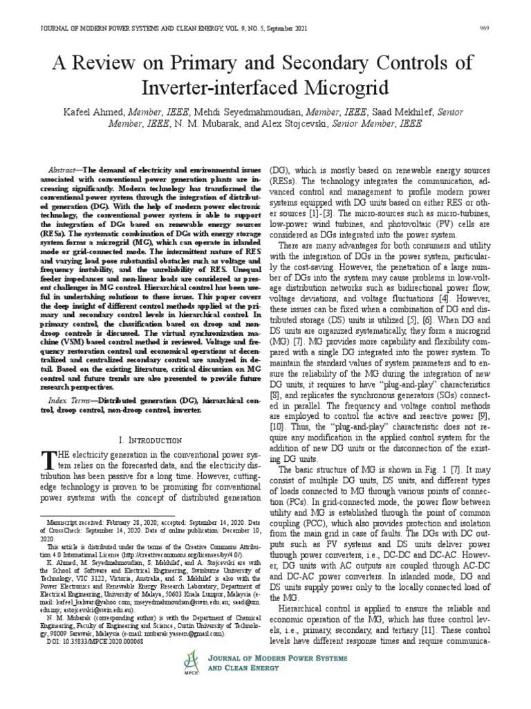 A Review On Primary and Secondary Controls of Inverter-Interfaced ...