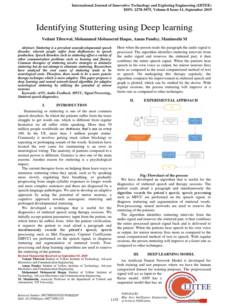 Identifying Stuttering Using Deep Learning: Vedant Tibrewal, Mohammed ...