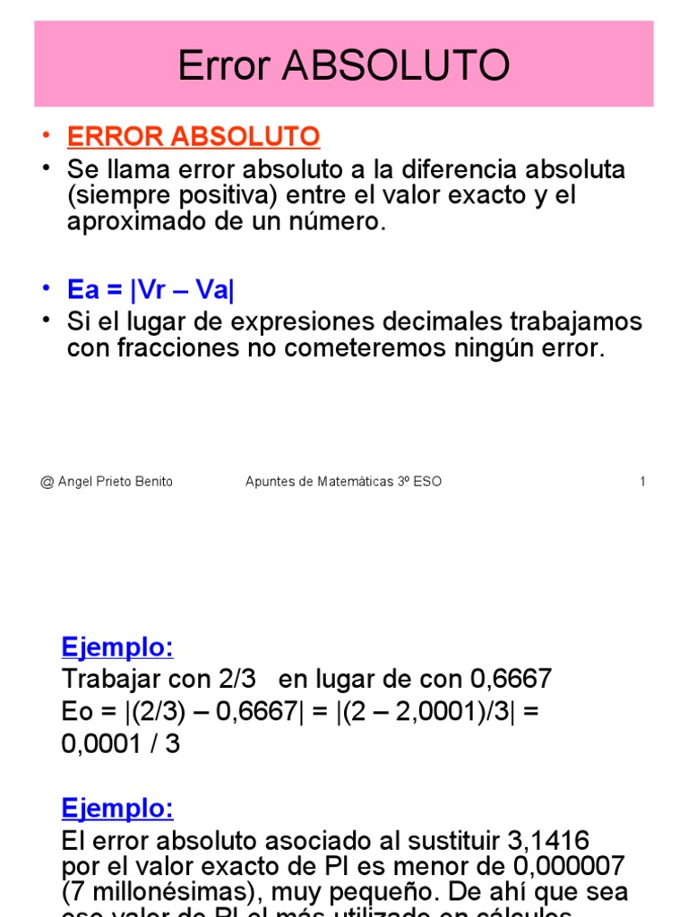 Error Relativo y Absoluto | PDF | Medición | Matemáticas