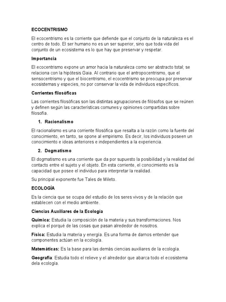 ECOCENTRISMO | PDF | Ecosistema | Ecología