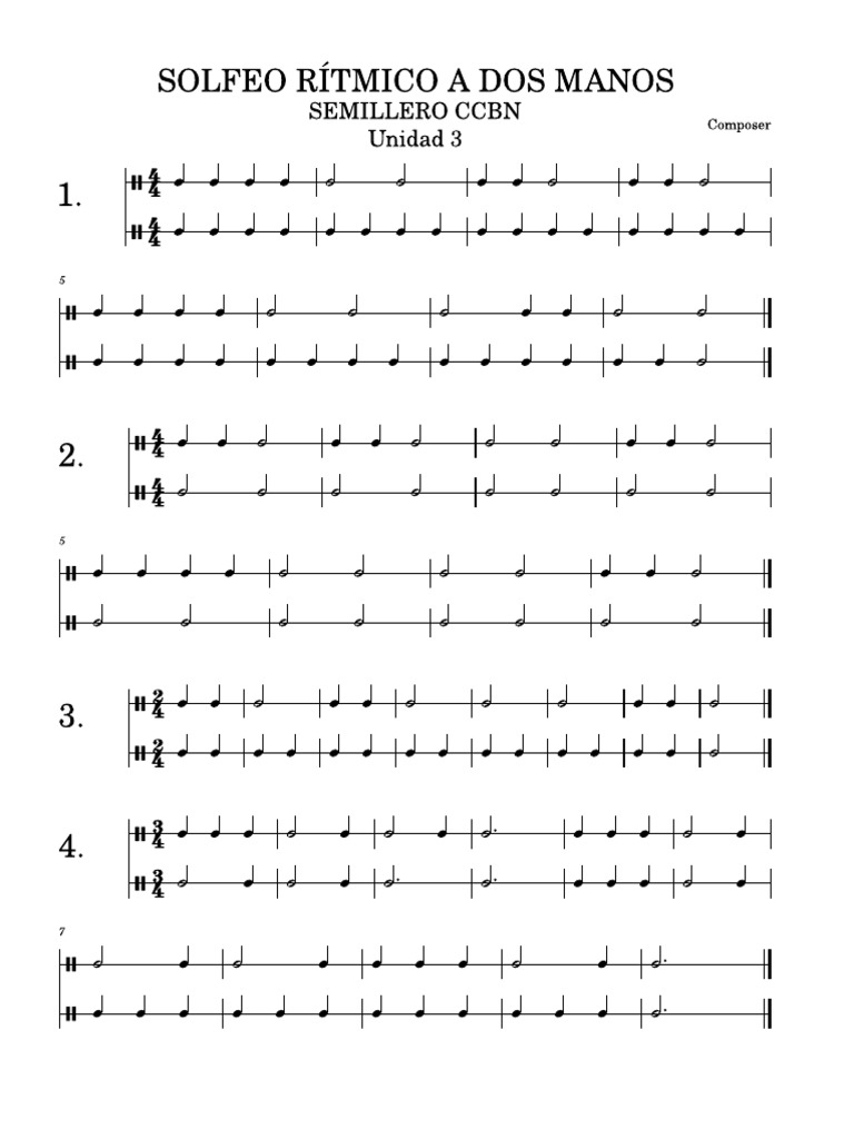 Solfeo Rítmico A Dos Manos Unidad 3 | PDF
