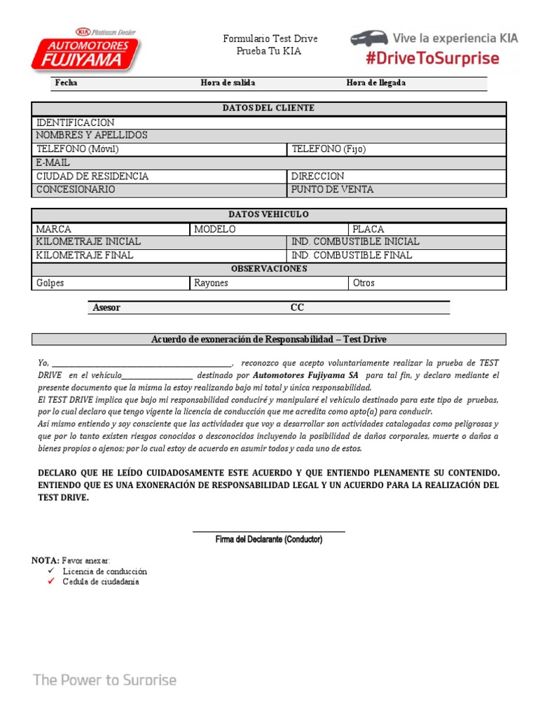 Formato Test Drive Dic 201 | PDF